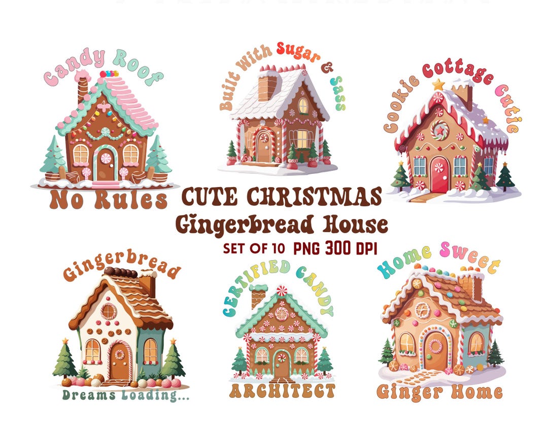 Gingerbread House Christmas Clipart, Holiday PNG (digital Download) - Etsy