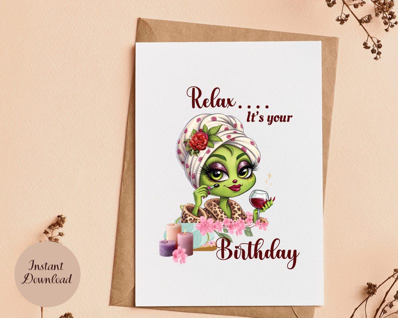 Relaxing Spa Birthday Card: Alien Spa Day, Self-care Gift (PDF). - Etsy