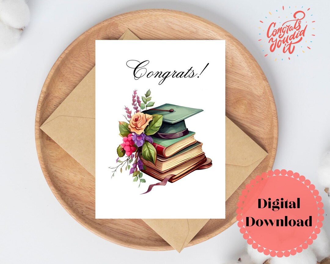 Books With Graduation Cap, Congratulation Class of 2023 Card, High ...