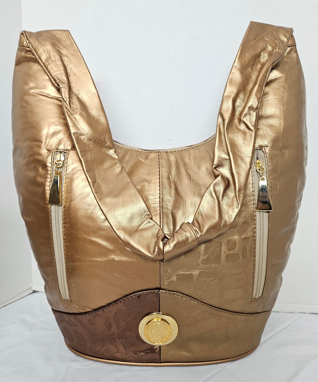 Large Leather Hobo Handbag Three Combination Mate Gold With Mate Gold ...