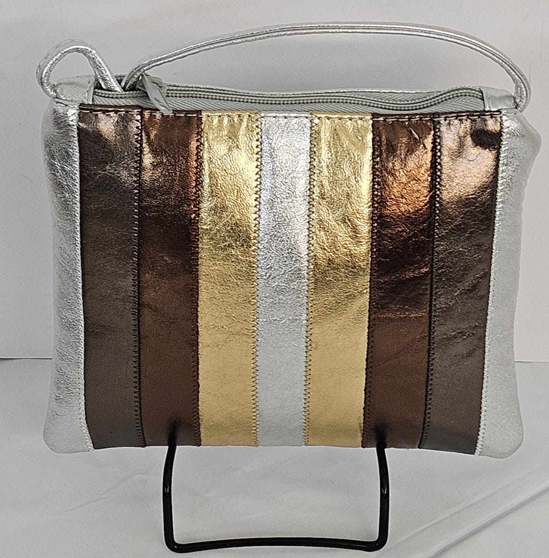 Silver Metallic With Pewter,bronze,gold,mix Color Zigzag Stich ...
