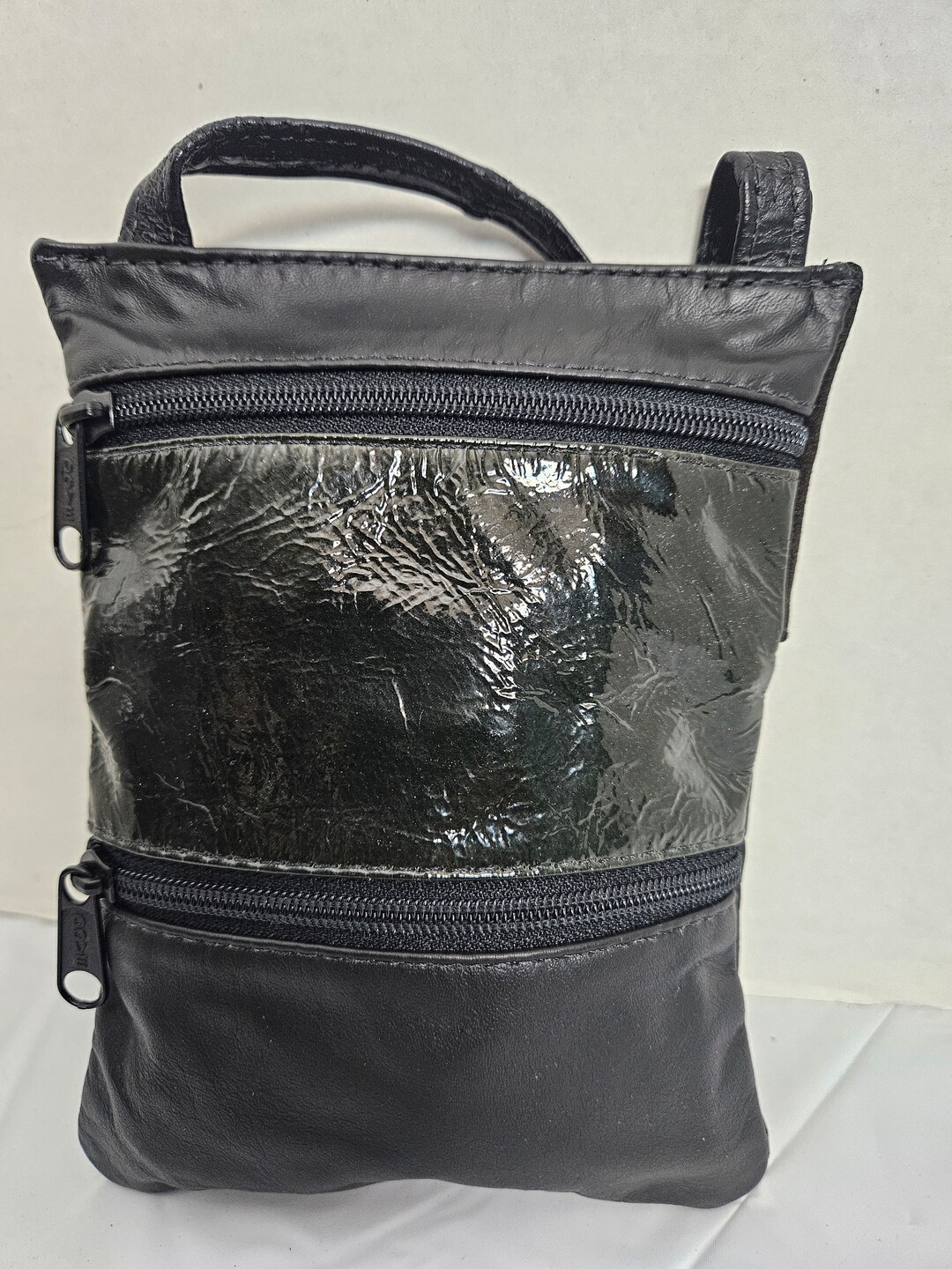 Black Patton Leather Travel Crossbody Bag, Handmade USA - Etsy