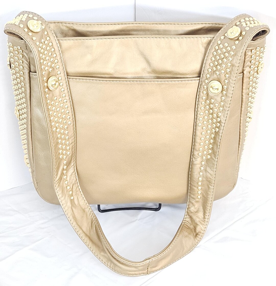 Gold Mate Leather With Gold Metal Studs Handbag! Made in USA - Etsy