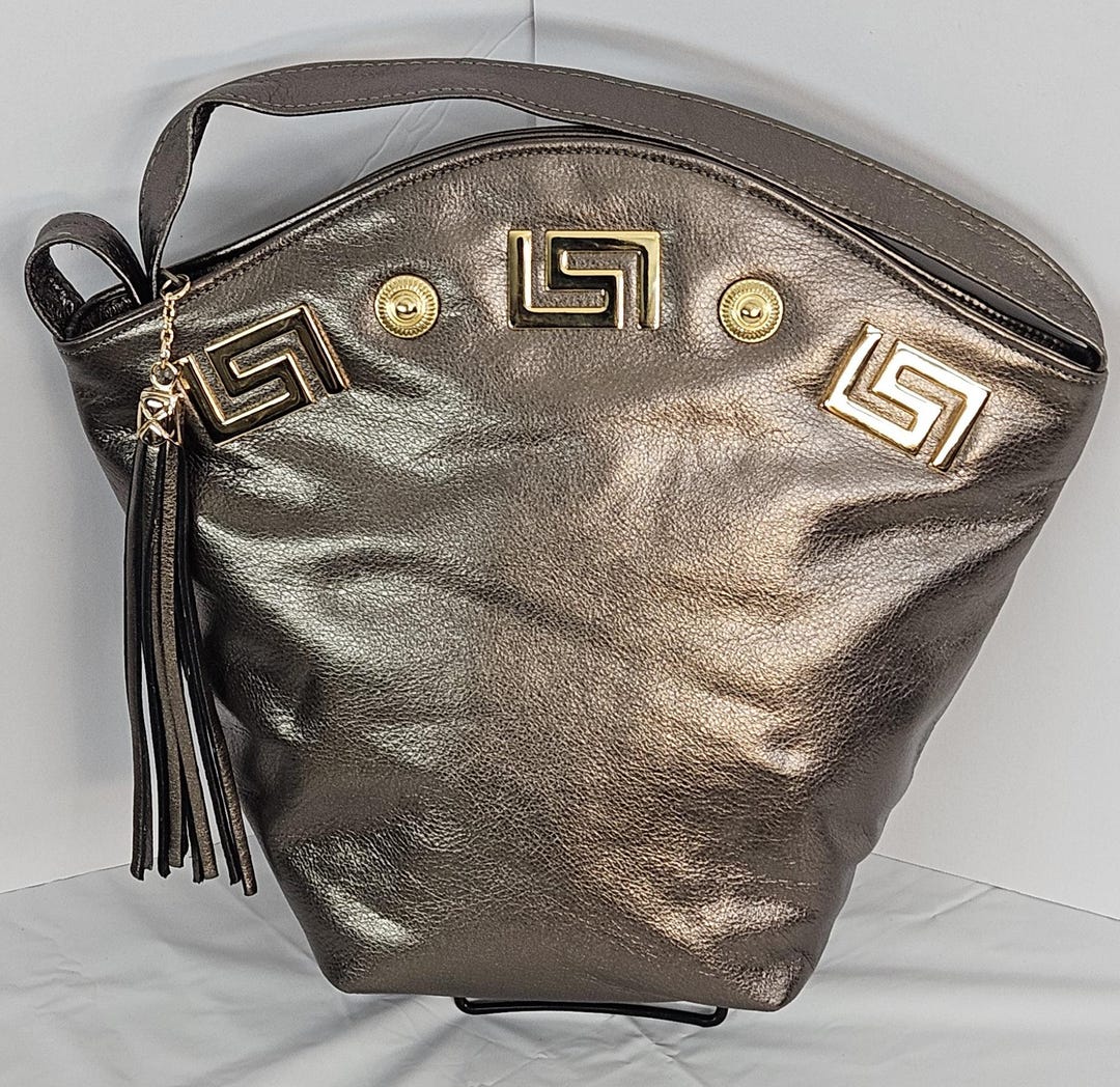 Gorgeous Pewter Gold Z and Butten Metal Design on Luxury Genuine ...