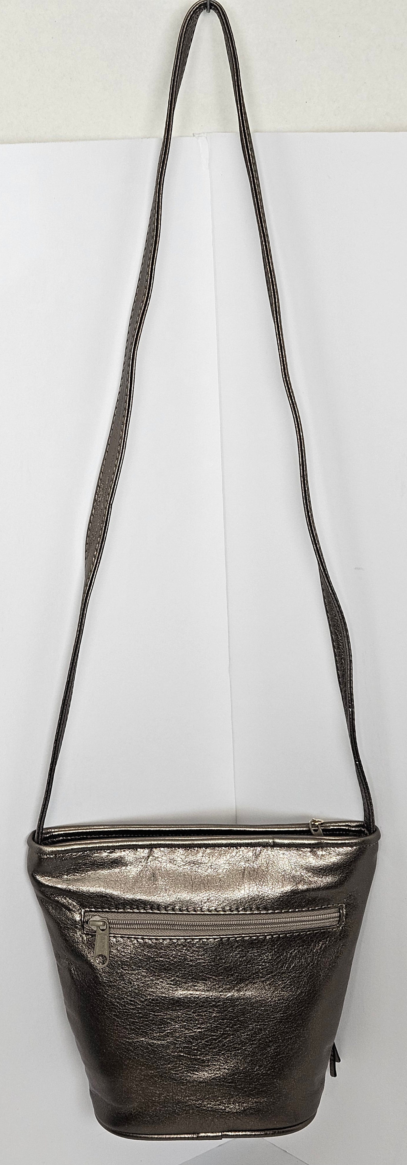 Pewter Zigzag Genuine Leather Handbag: Multi-tone Bucket Bag - Etsy