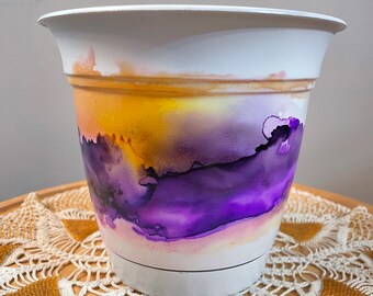 5 Inch Ceramic Planter Pot, Hand Painted With Alcohol Inks. “mother ...