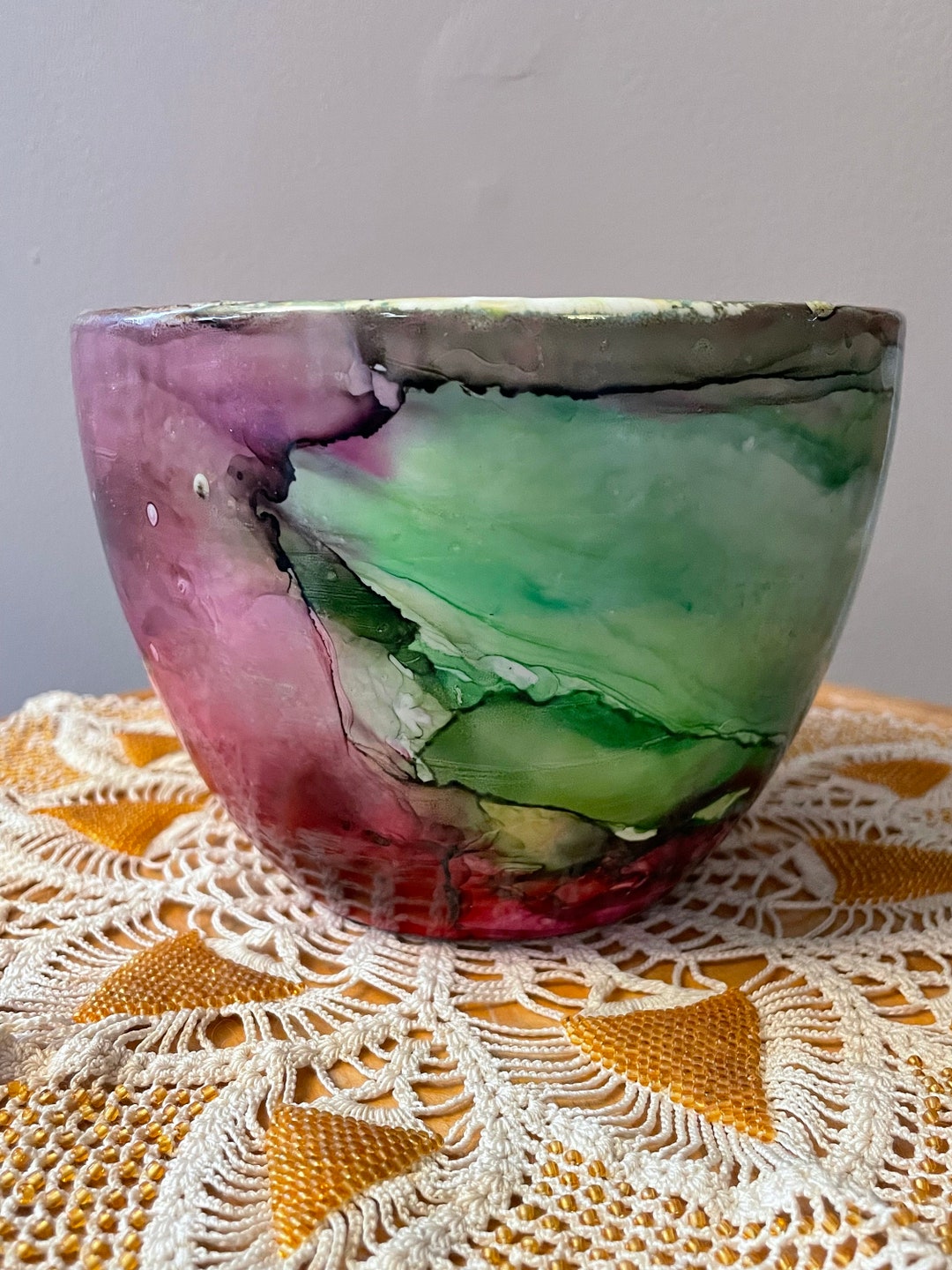 6 Inch Hand Painted With Alcohol Inks Plant Pot - Etsy