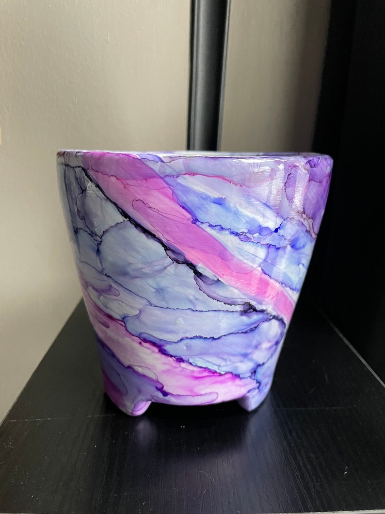 5 Inch Hand Painted Purple Plant Pot - Etsy