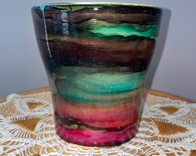 5 Inch Ceramic Planter Pot, Hand Painted With Alcohol Inks. “mother ...