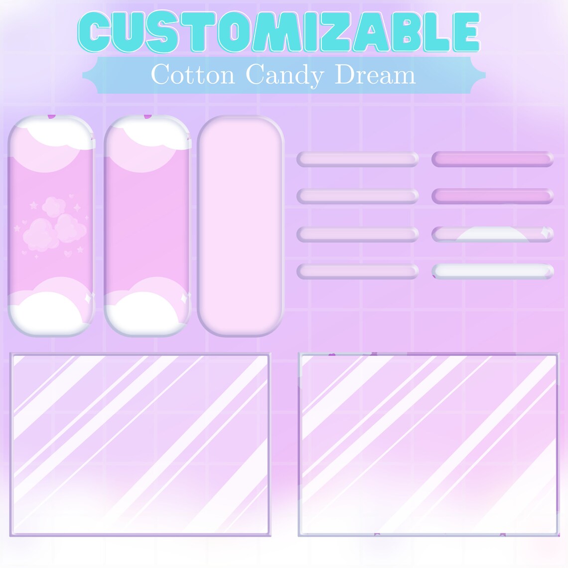 Twitch Stream Package cotton Candy Dream/ Customizable Overlay ...