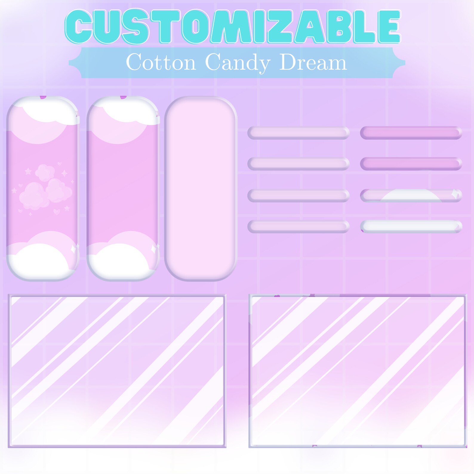 Twitch Stream Package cotton Candy Dream/ Customizable Overlay ...