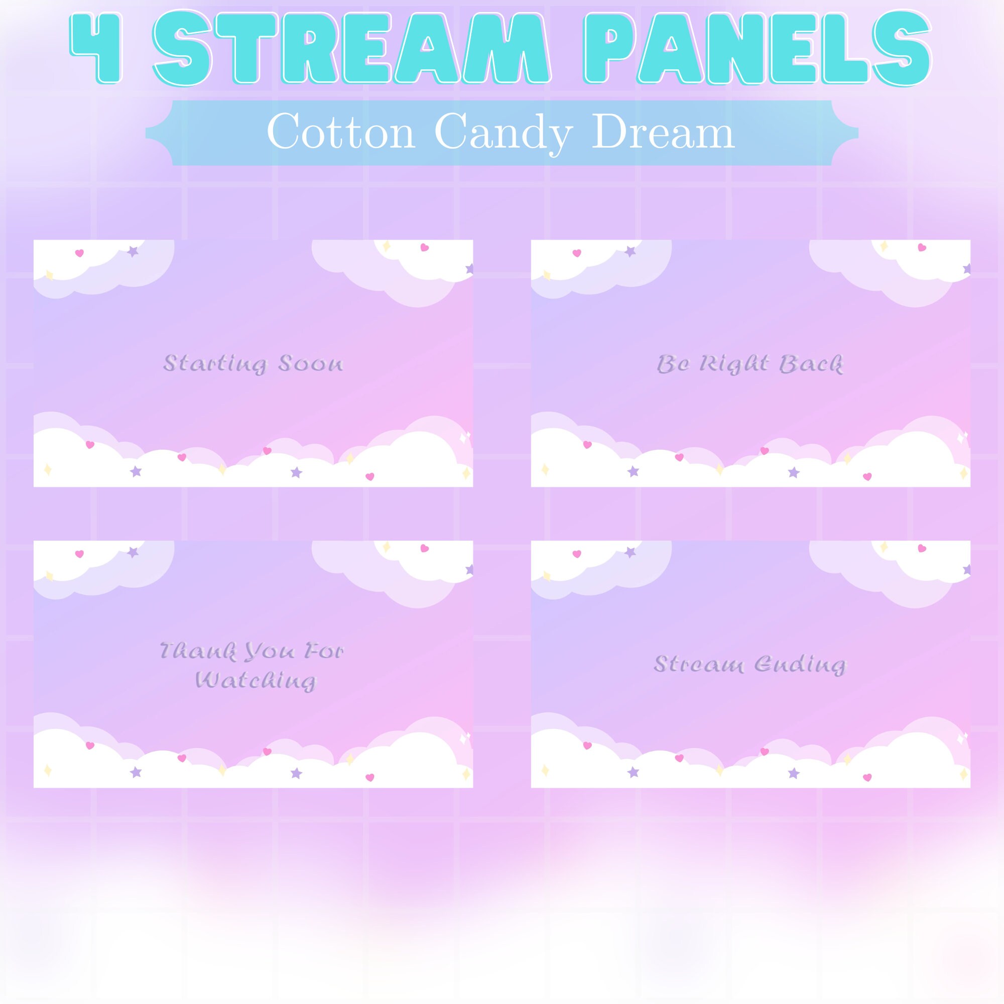 Twitch Stream Package cotton Candy Dream/ Customizable Overlay ...