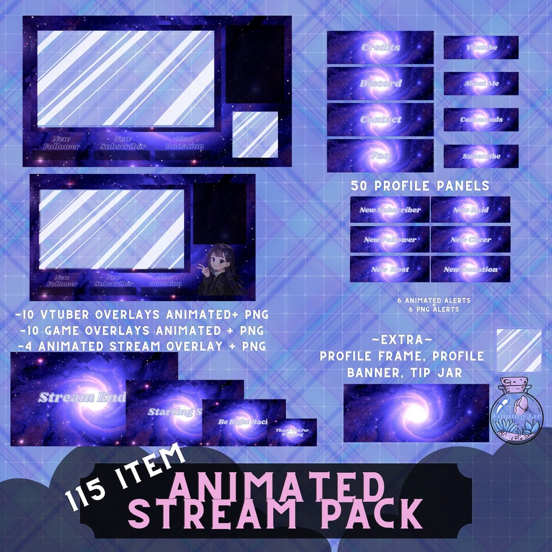 Blue Universe Twitch Package, Starting Twitch Overlay, Aesthetic, Panel ...