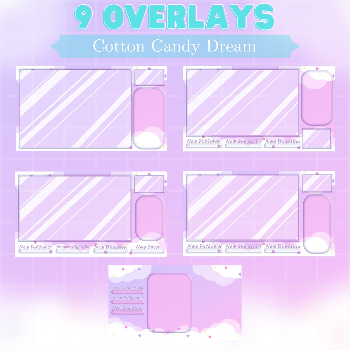 Twitch Stream Package cotton Candy Dream/ Customizable Overlay ...