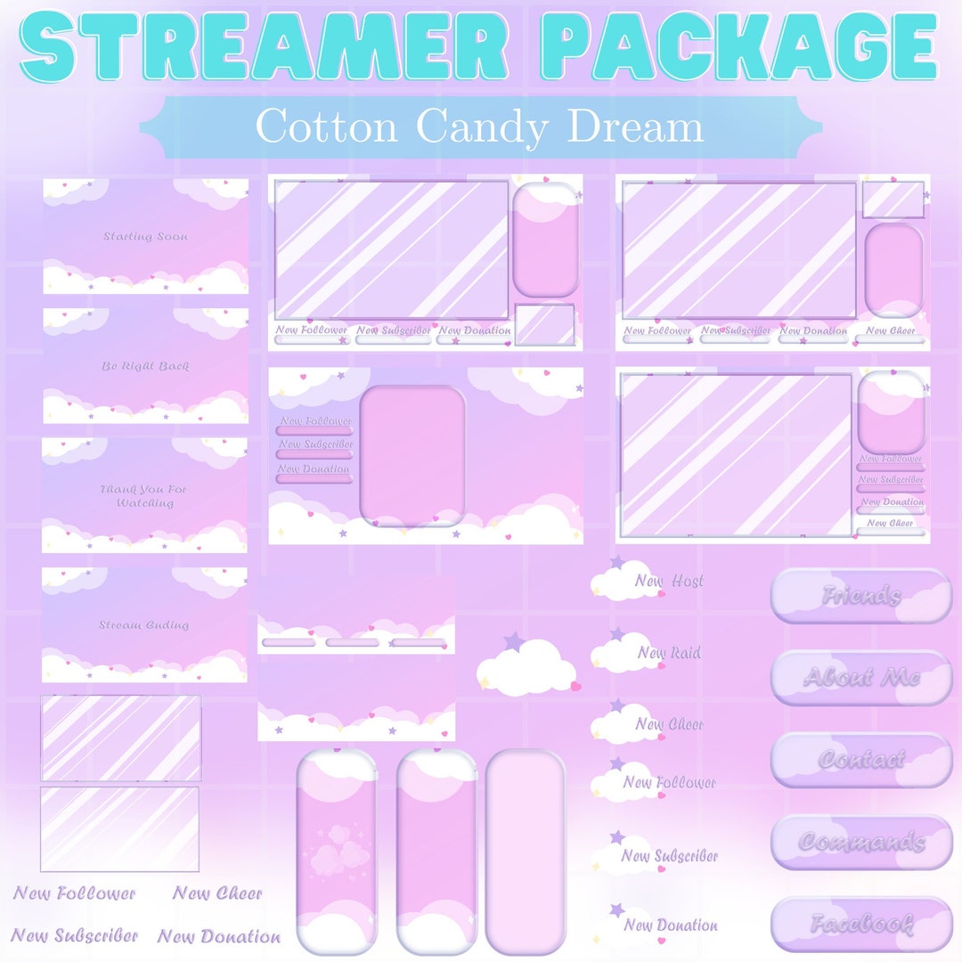 Twitch Stream Package cotton Candy Dream/ Customizable Overlay ...