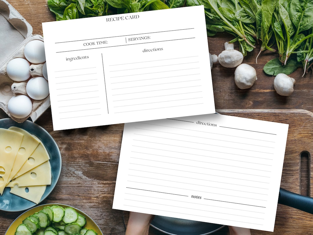 Simple Recipe Card Template Minimal Recipe Card Editable Modern Recipe ...