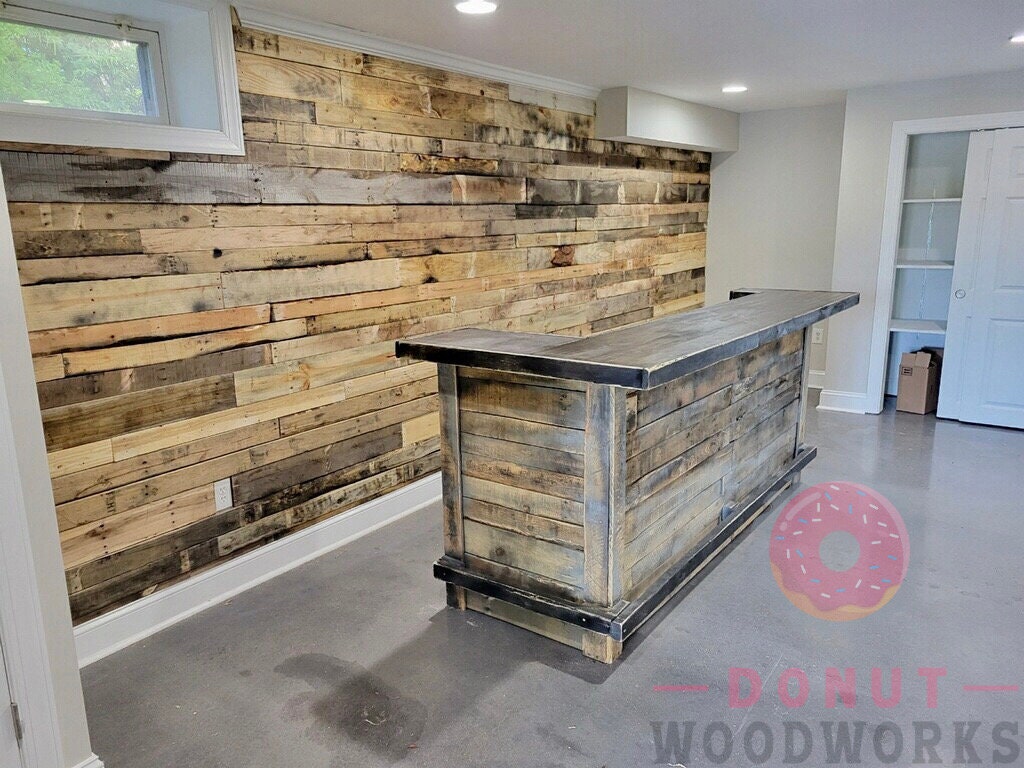 Reclaimed Pallet Wood Bar / Barnwood Bar / Custom Bar / Reclaimed Bar ...