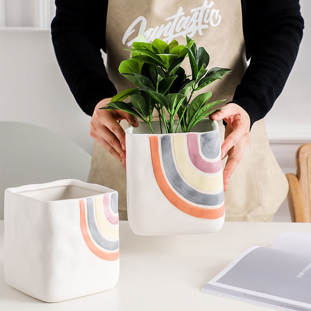 Nordic Square Ceramic Flower Pot - Etsy