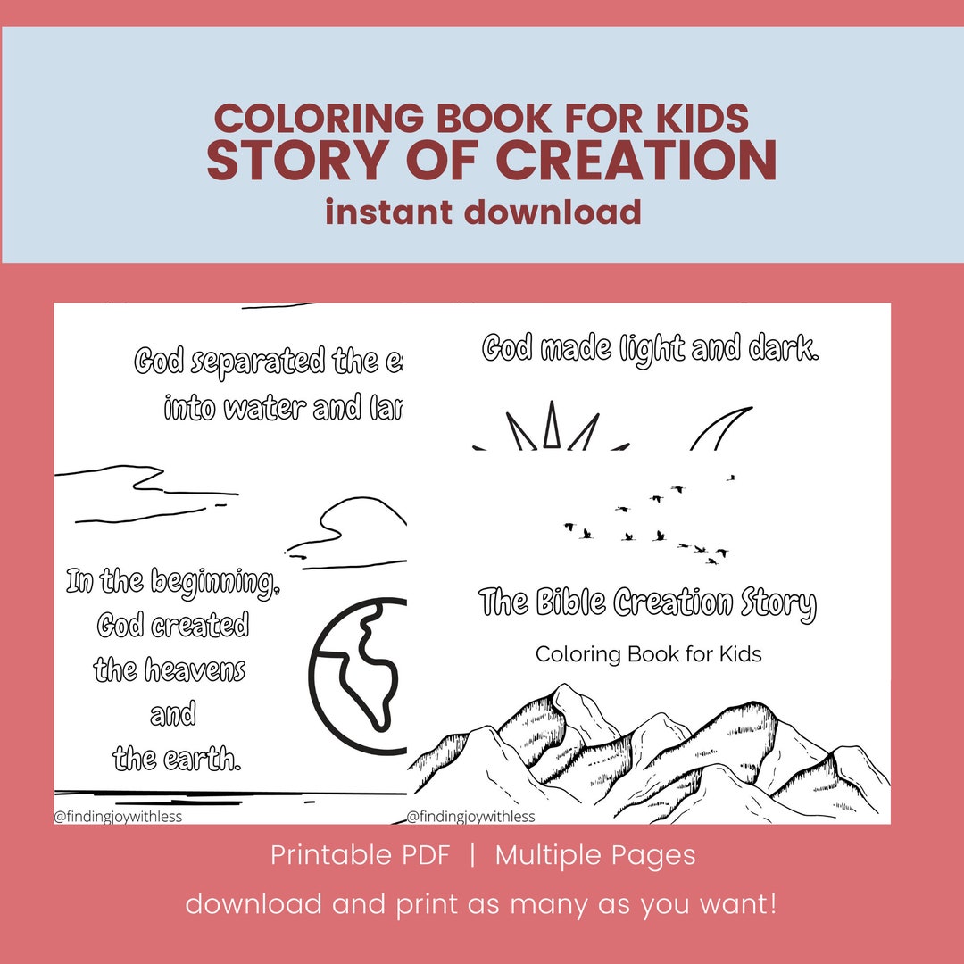 Christian Activities for Kids - Story of Creation Coloring Book - Etsy