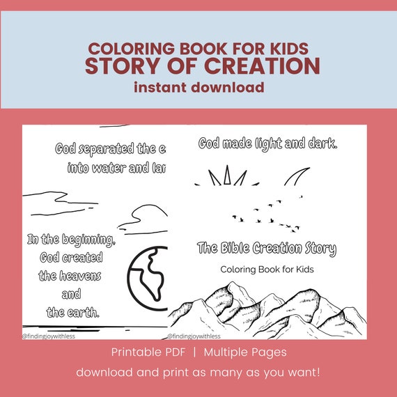 Christian Activities for Kids Story of Creation Coloring | Etsy