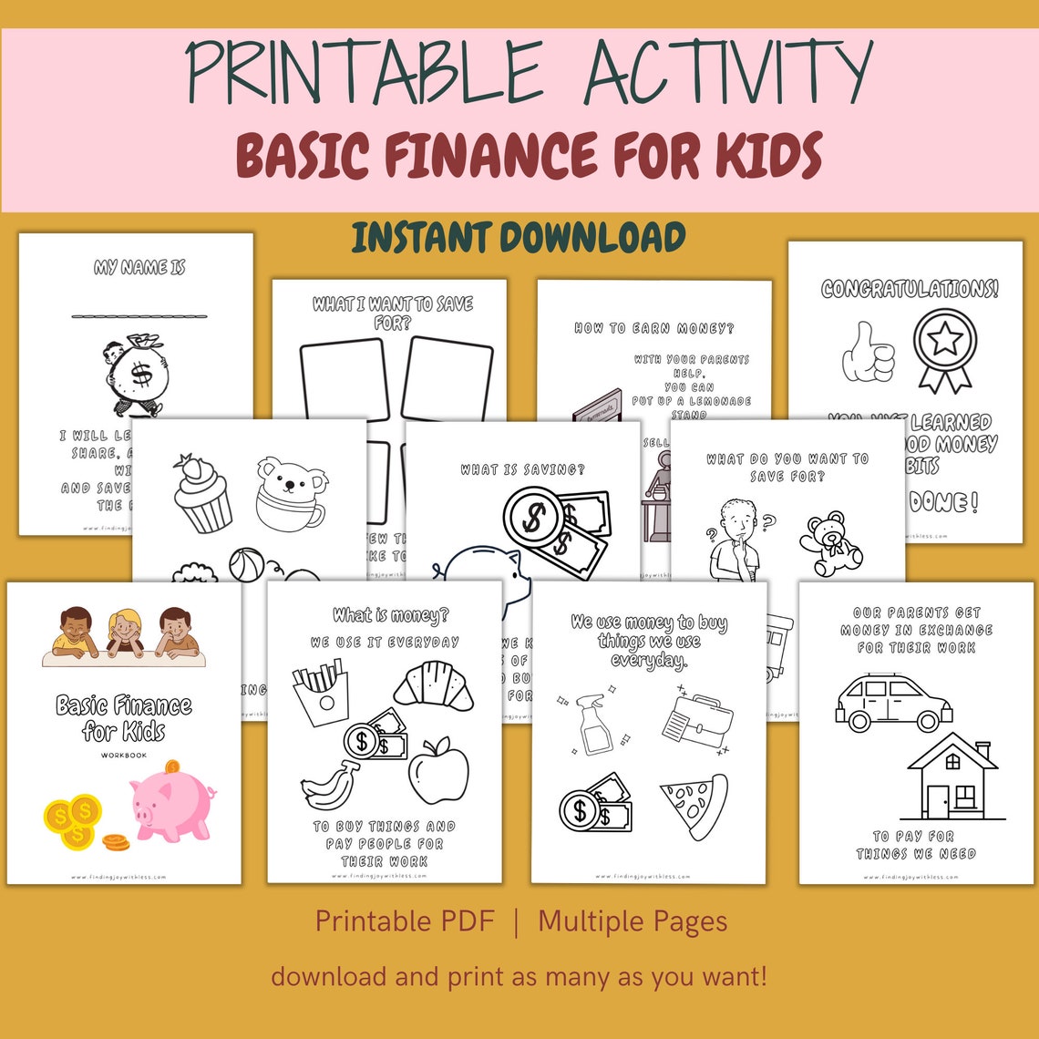 Basic Finance for Kids Coloring Book - Etsy