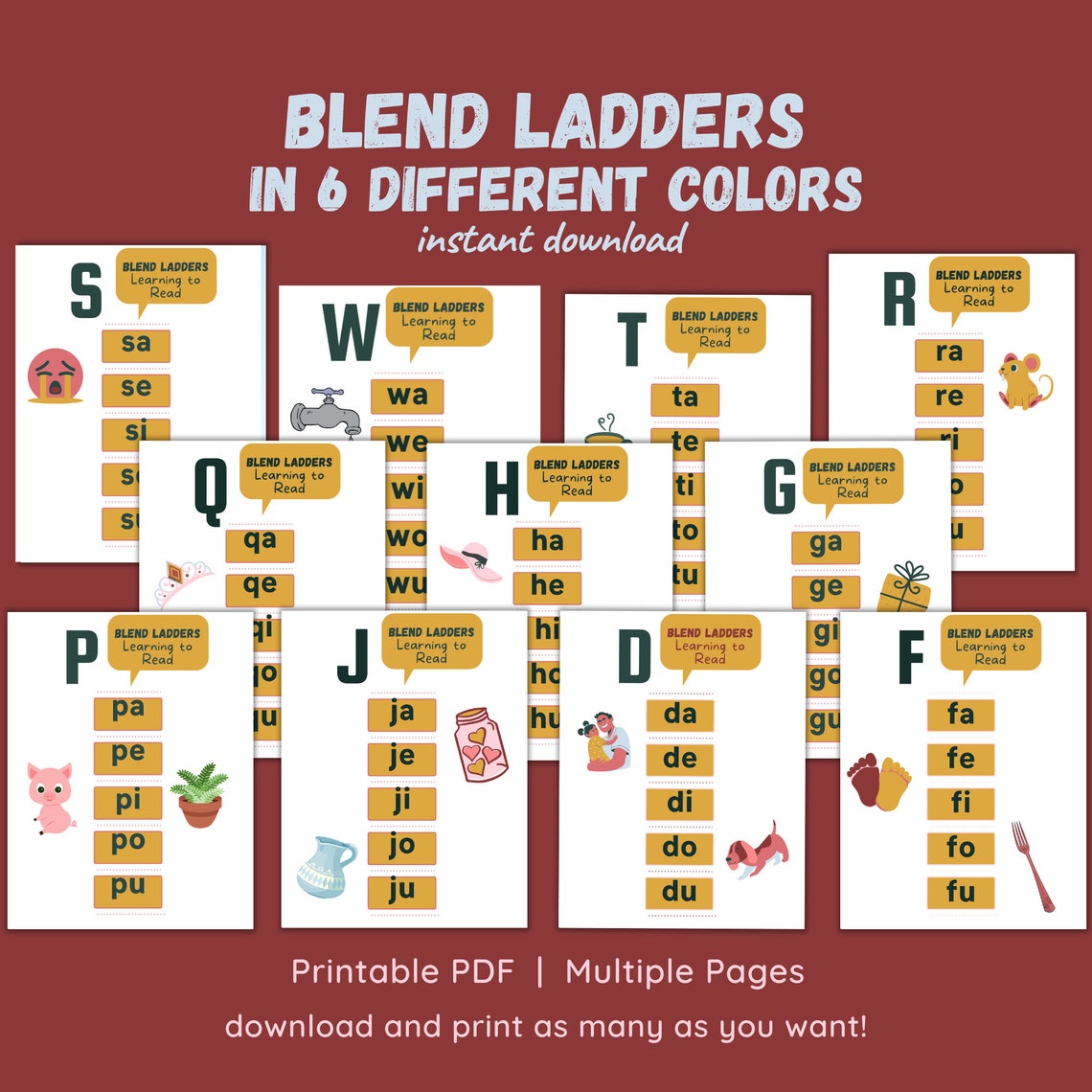 Blend Ladders - Learning to Read - Teach Kids Vowel Sounds - Etsy