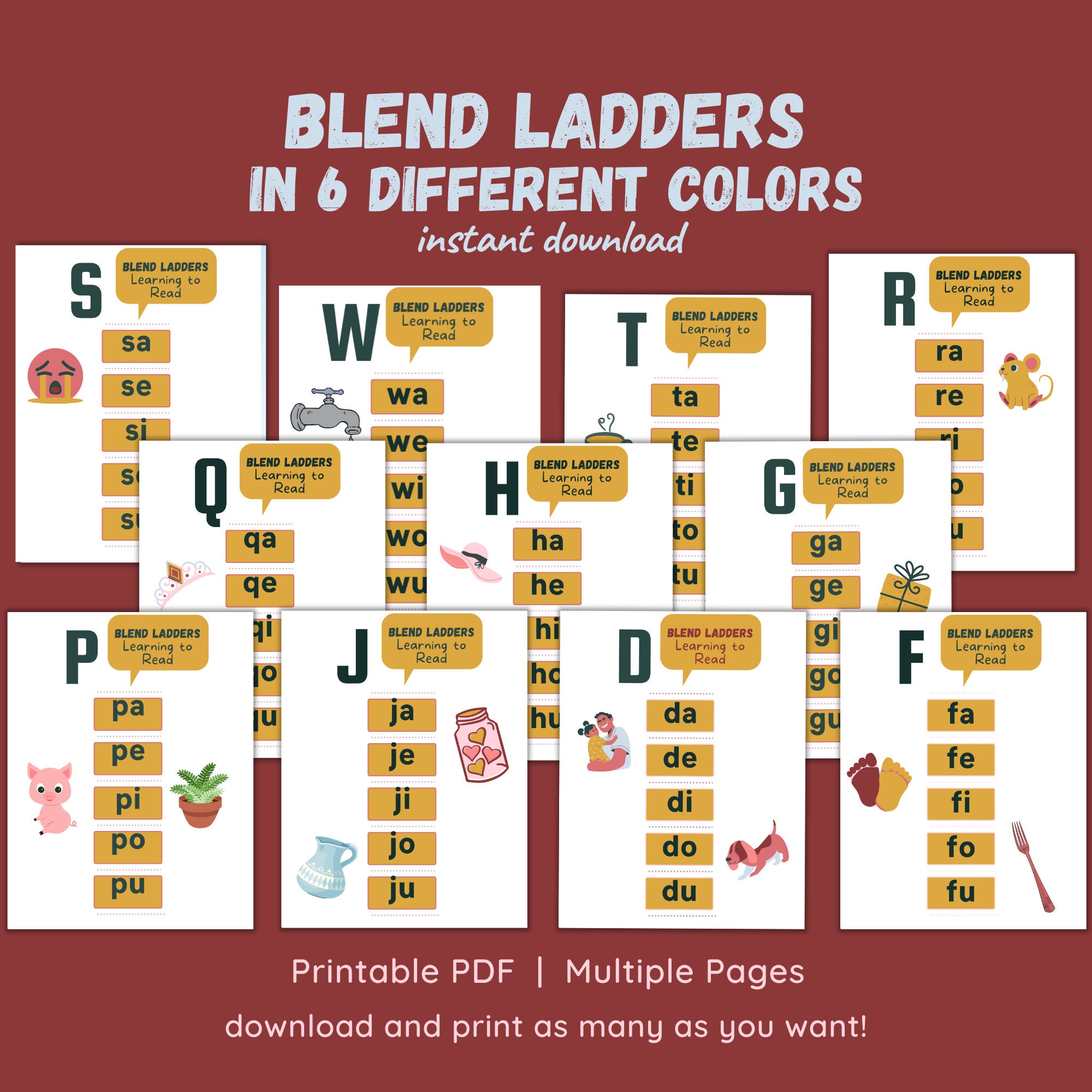 Blend Ladders - Learning to Read - Teach Kids Vowel Sounds - Etsy