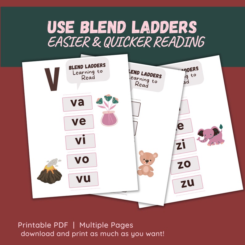 Blend Ladders - Learning to Read - Teach Kids Vowel Sounds - Etsy