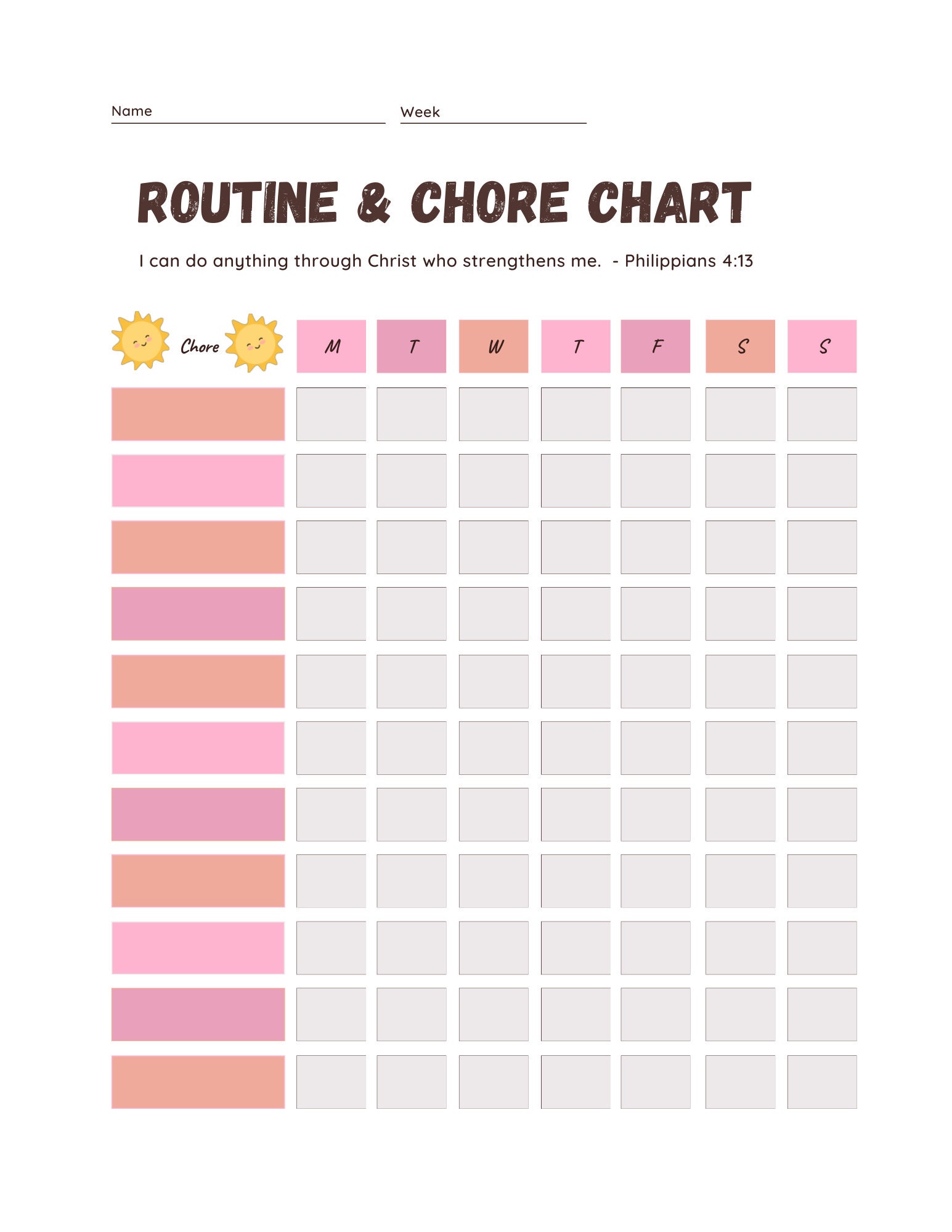 Routine and Chore Chart Printable - Etsy