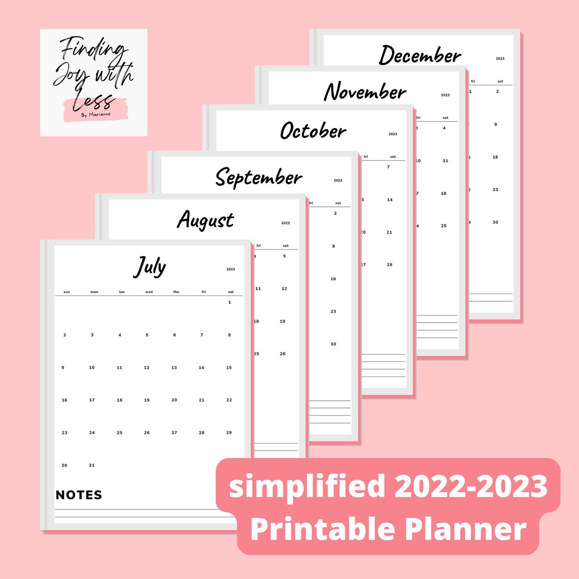 2022-2023 Simplified Printable Planner - Etsy Canada