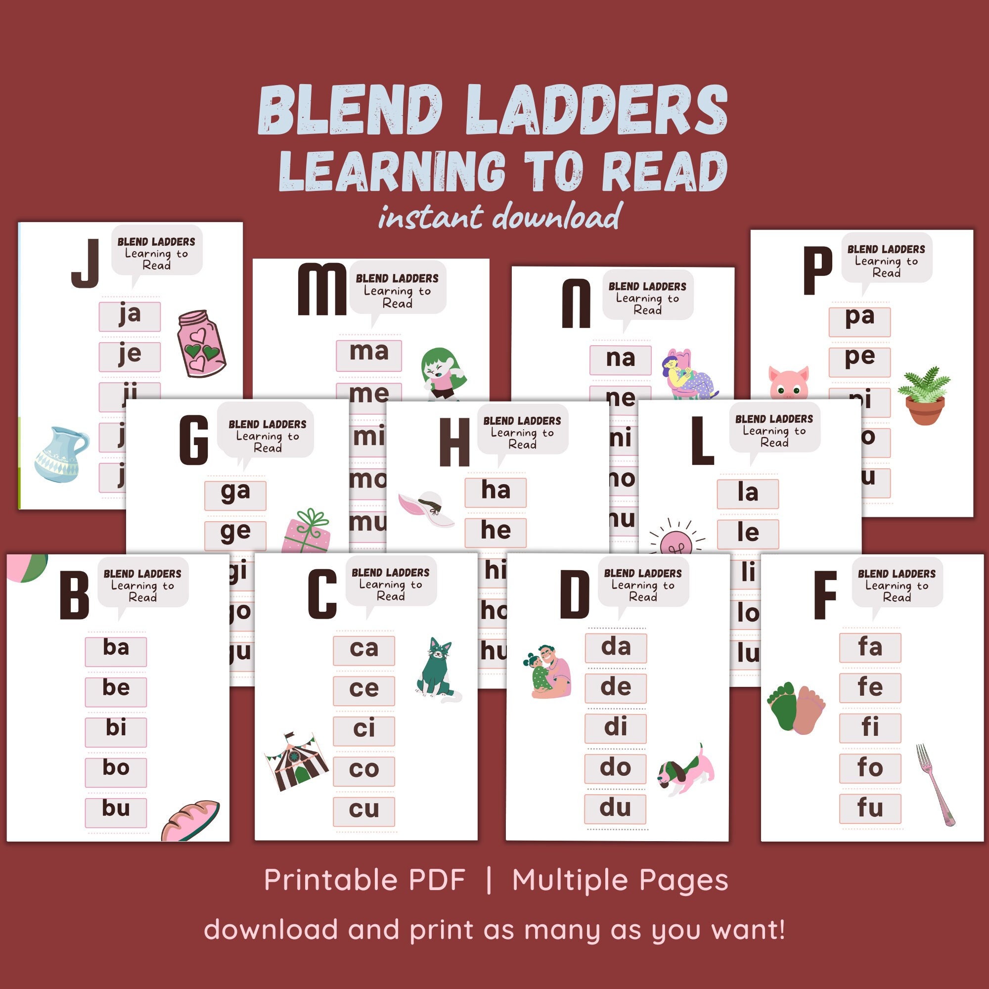 Blend Ladders - Learning to Read - Teach Kids Vowel Sounds - Etsy