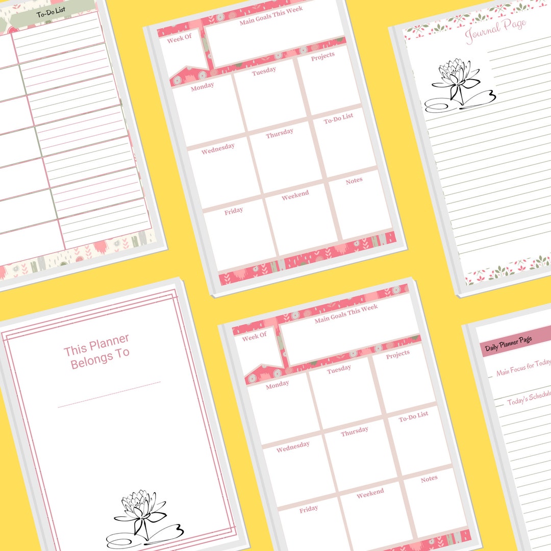 Printable Pink and Green Planner - Etsy