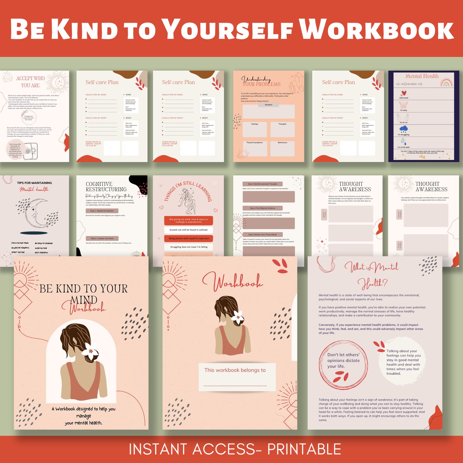 Self-care Workbook for Mental Health - Etsy
