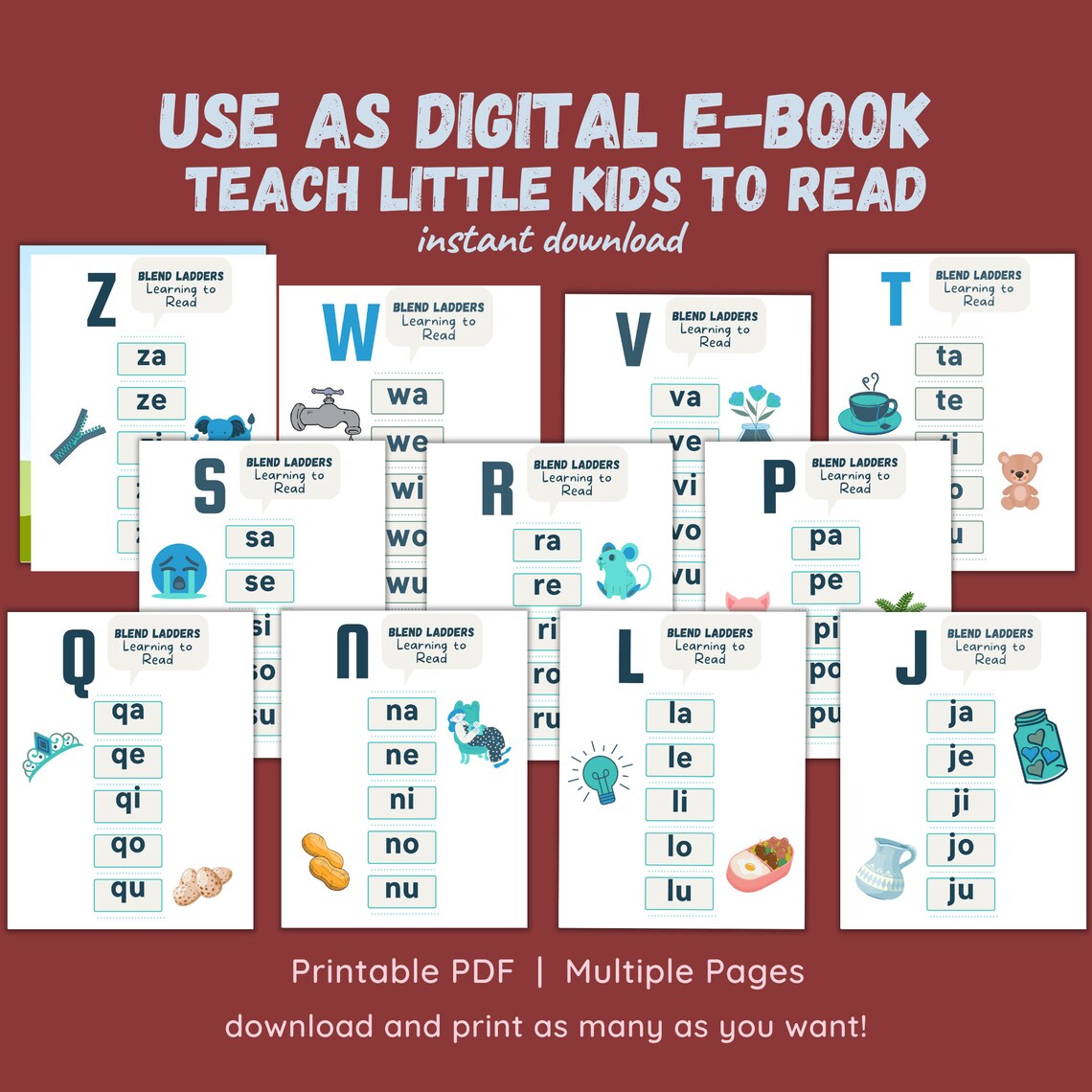 Blend Ladders - Learning to Read - Teach Kids Vowel Sounds - Etsy