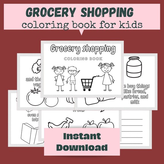 Grocery Shopping Kindergarten Coloring Book - Etsy