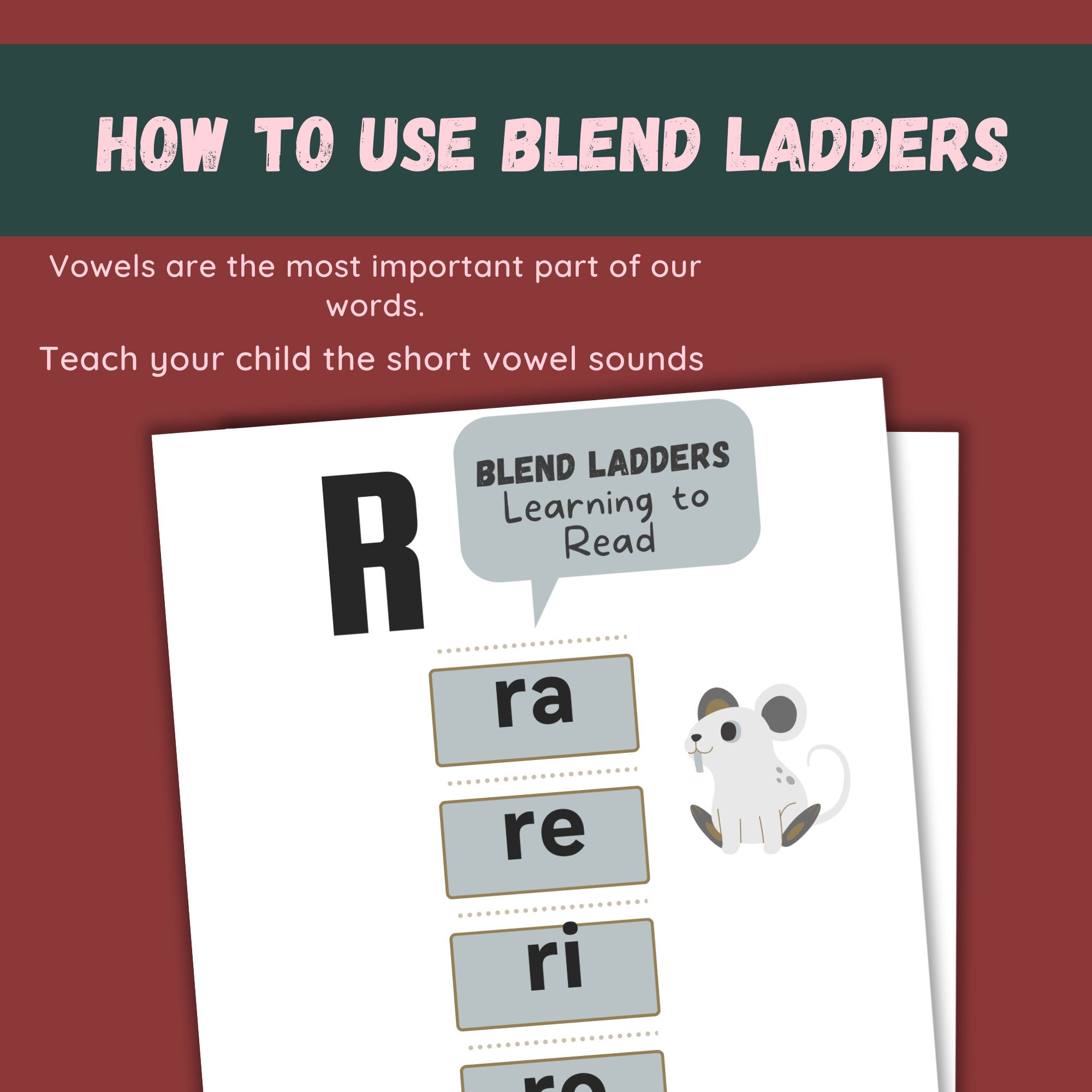 Blend Ladders - Learning to Read - Teach Kids Vowel Sounds - Etsy