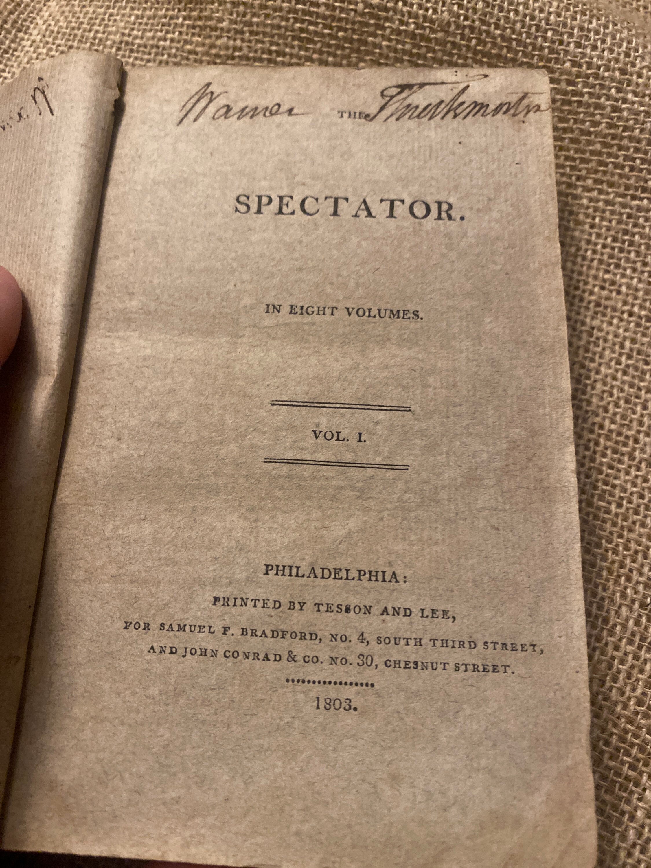 1803 the Spectator Volume One no Covers Select British Classics - Etsy
