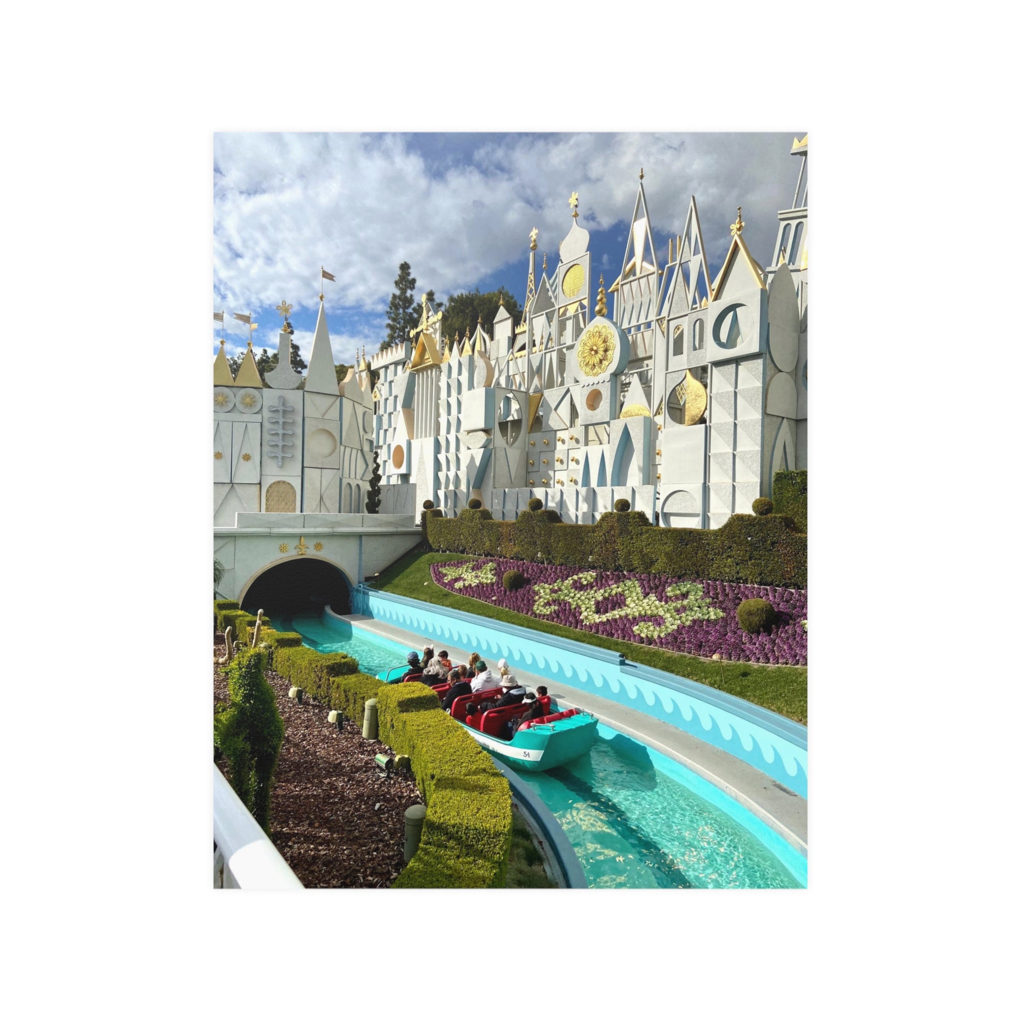 It's A Small World Ride With Boat: Disneyland Photography Satin Poster ...