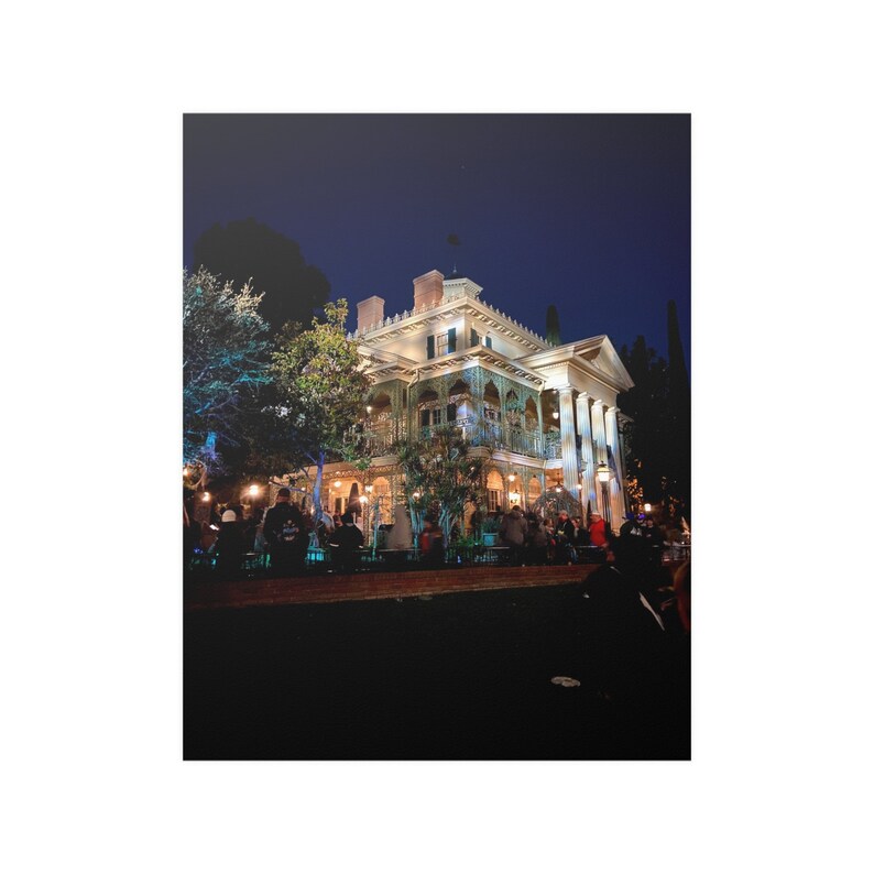 Haunted Mansion at Night: Disneyland Photography Satin Poster - Etsy
