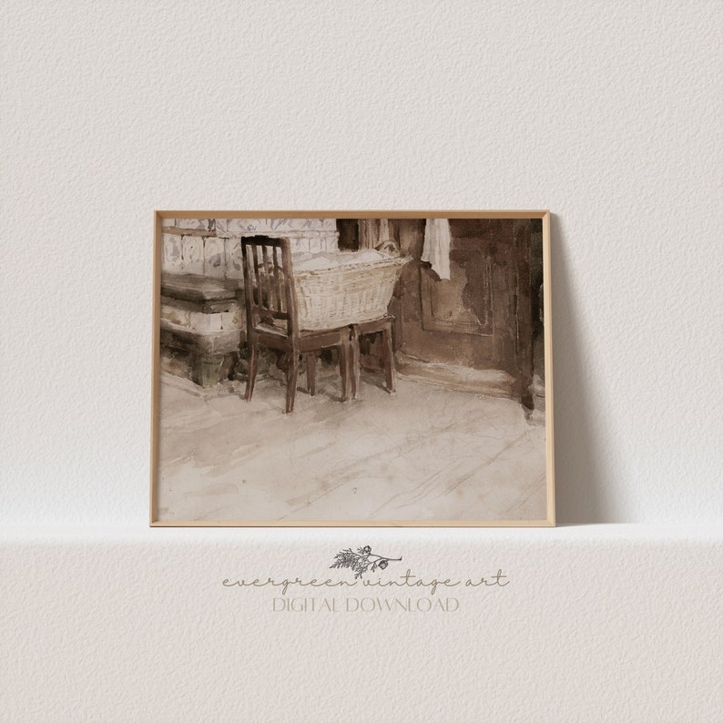 Laundry Basket Print Vintage Moody Victorian Cottagecore - Etsy