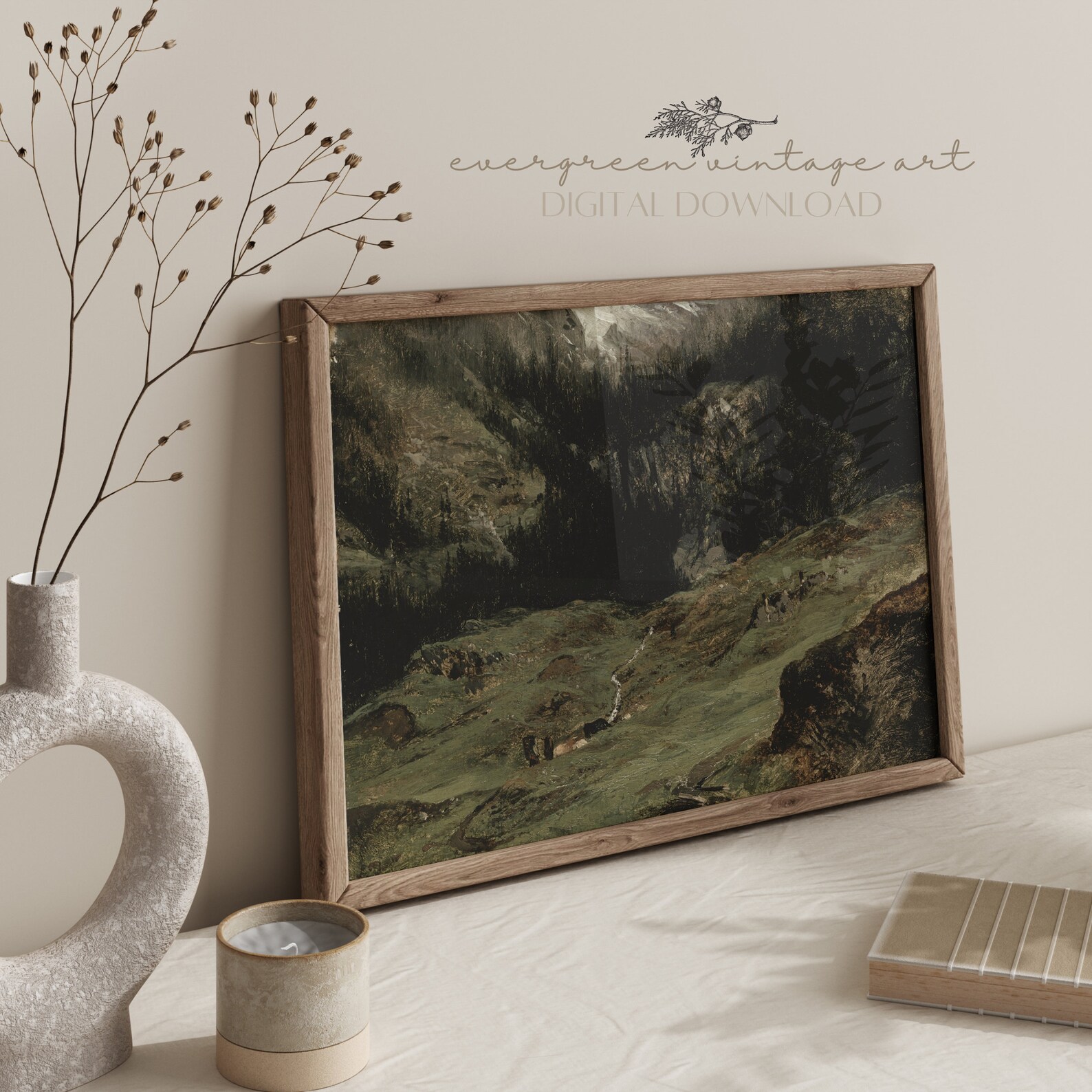 Swiss Alps Landscape | Vintage Dark Cottagecore Moody Mountain & Forest ...