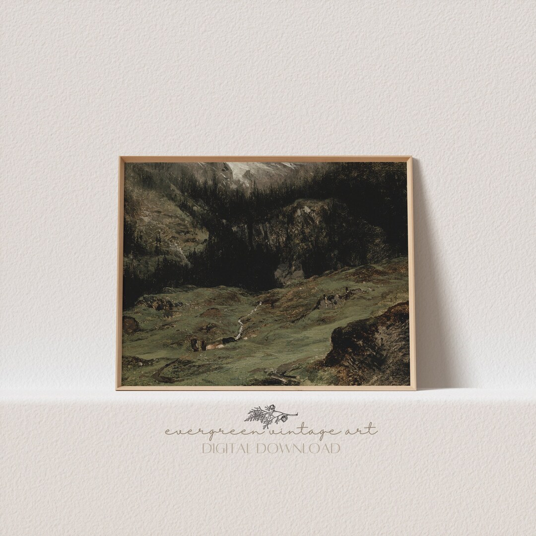 Swiss Alps Landscape | Vintage Dark Cottagecore Moody Mountain & Forest ...