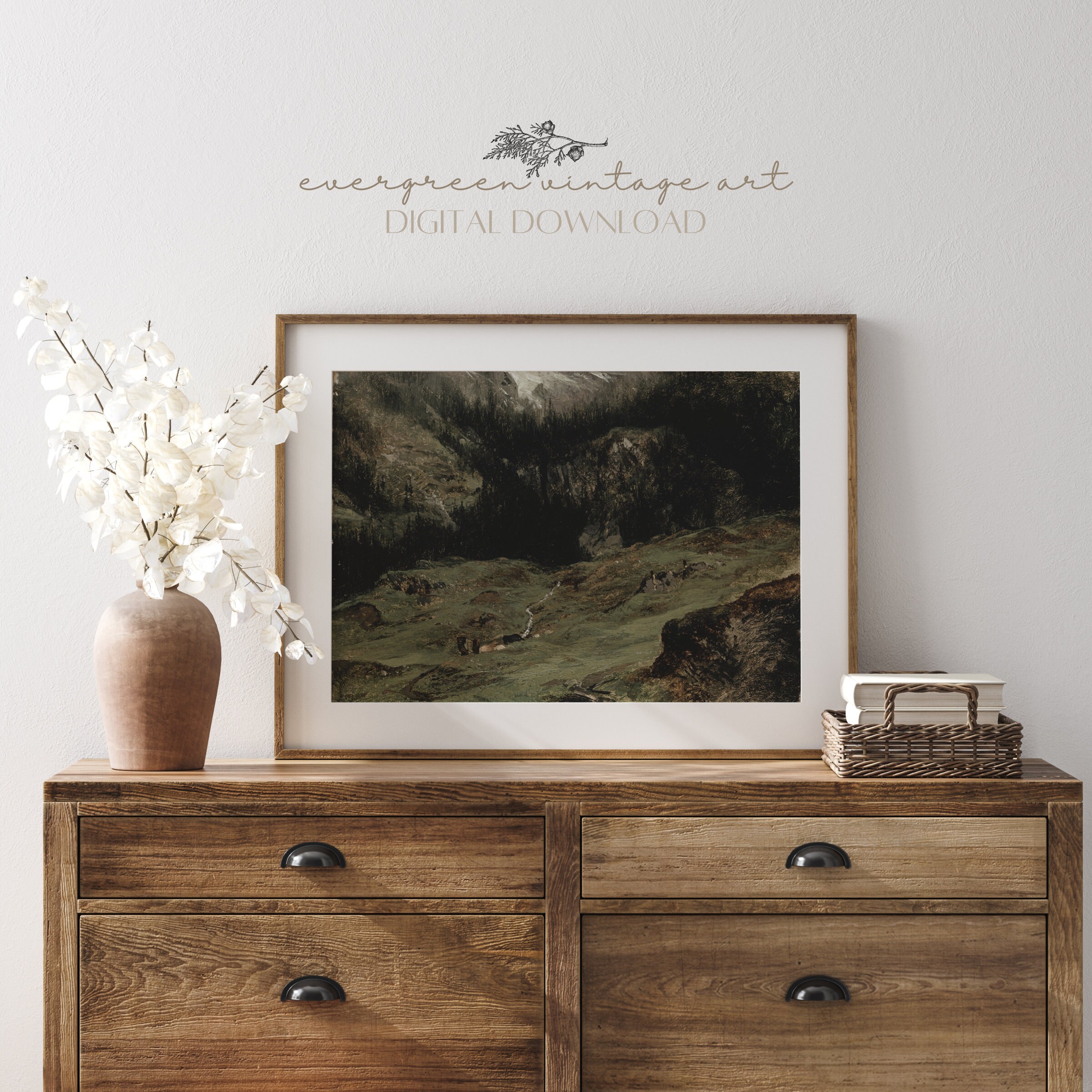 Swiss Alps Landscape | Vintage Dark Cottagecore Moody Mountain & Forest ...