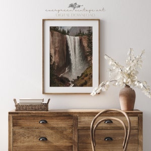 Waterfall Print | Vintage Moody Cottagecore Woodland Nature Yosemite ...