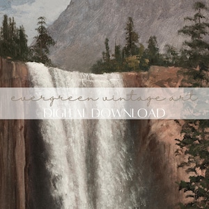 Waterfall Print | Vintage Moody Cottagecore Woodland Nature Yosemite ...