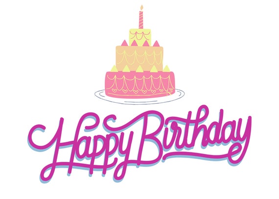 Printable Happy Birthday Cake Greeting Card Download PDF JPG | Etsy