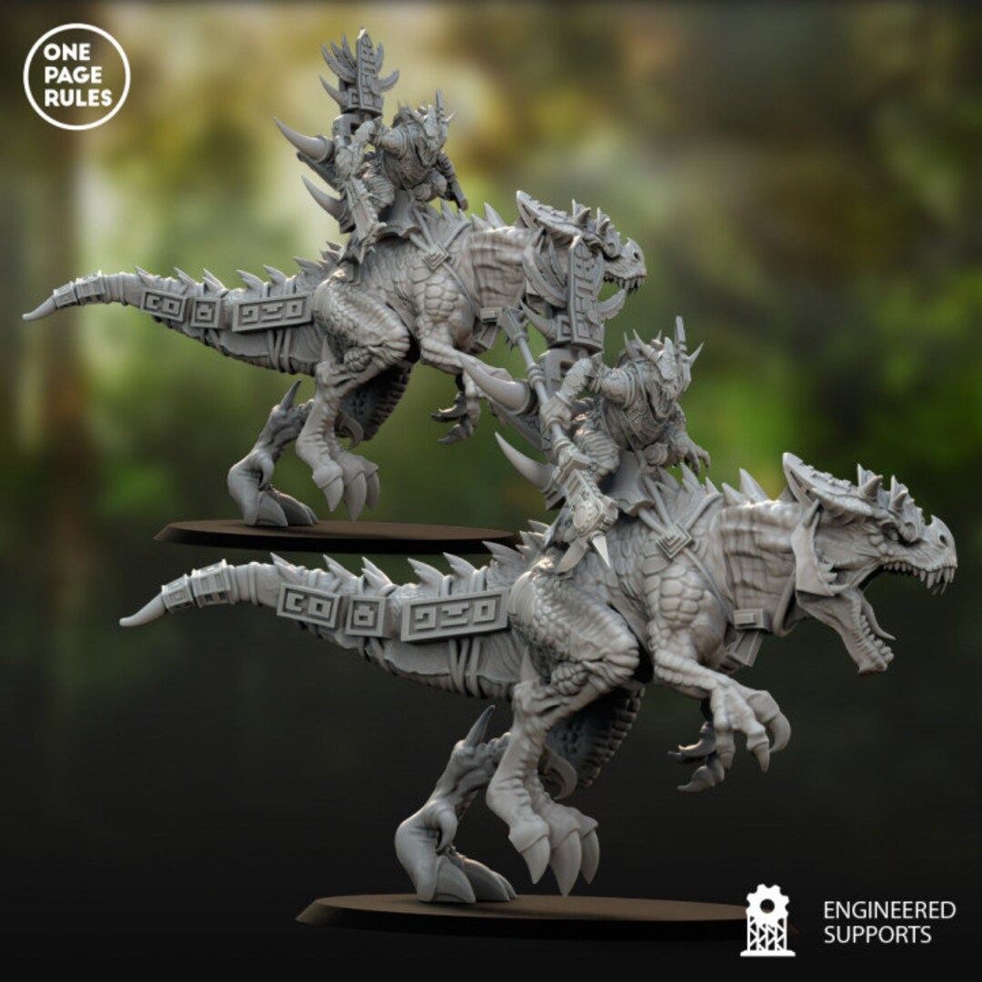Lizardmen Saurian Veteran on Karnosaur 32mm Miniature Monster for ...