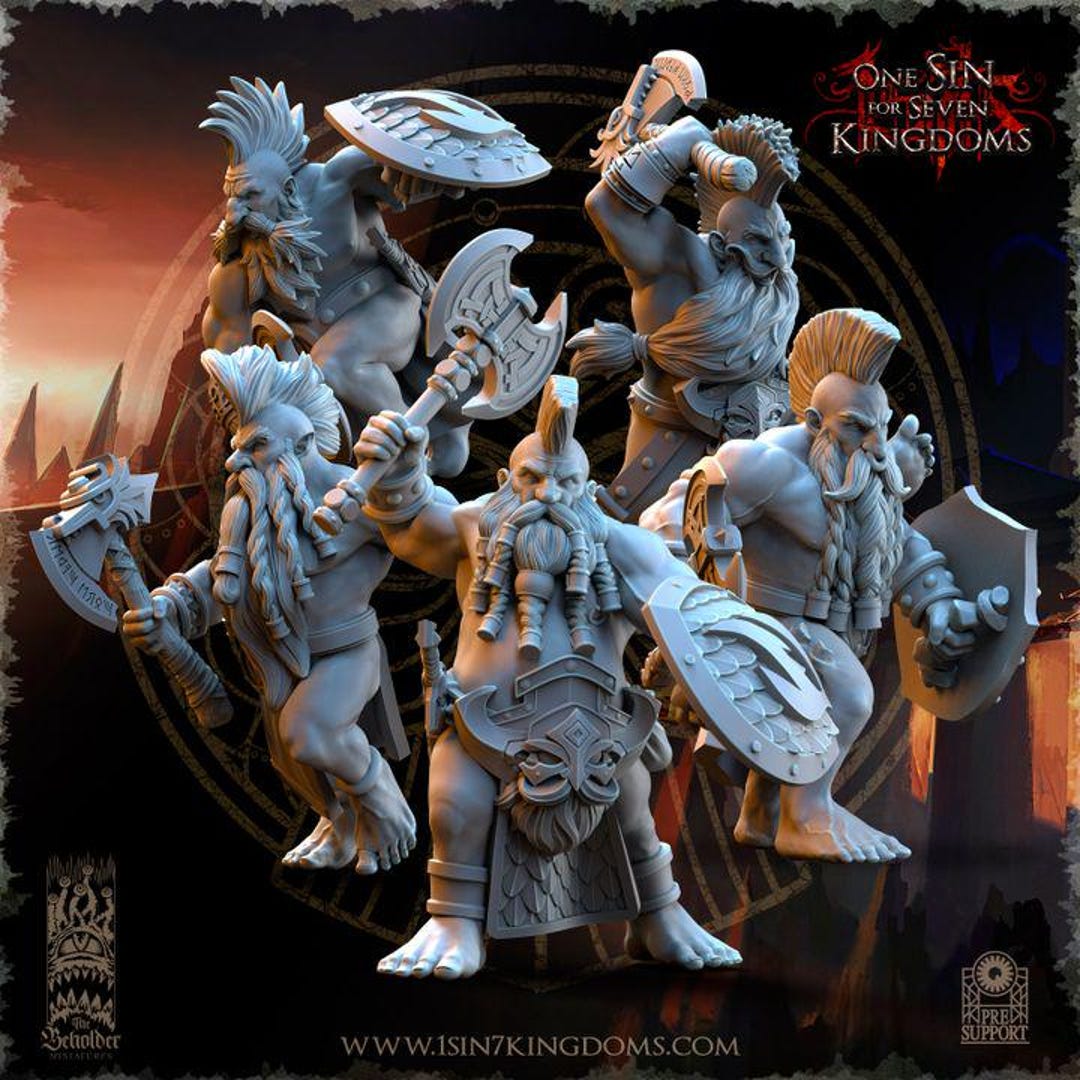 Dwarf Slayers With Axe & Shield – Dwarven Berserkers for Wargaming ...