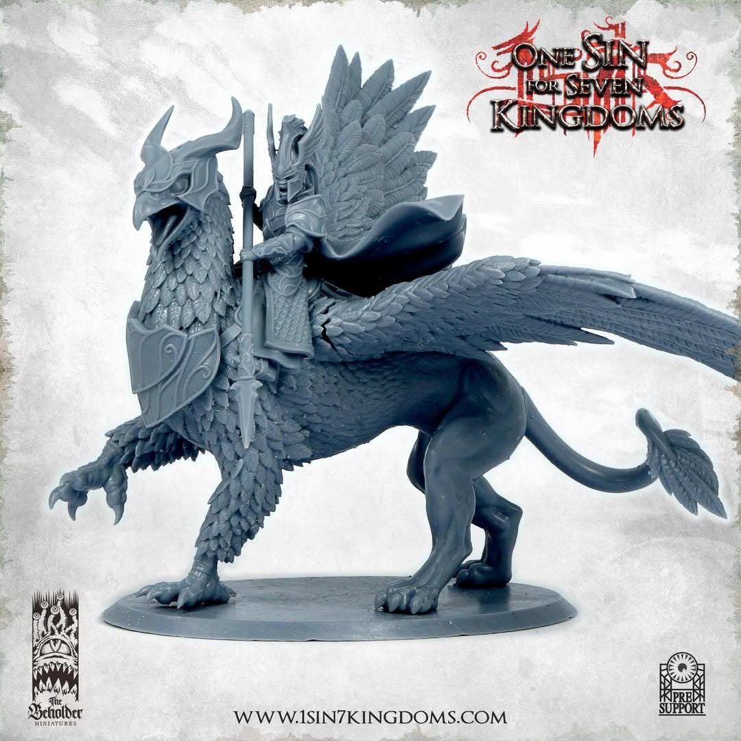 High Elf Lord on Gryphon – Elven Hero for Wargaming (32mm Scale) Resin ...