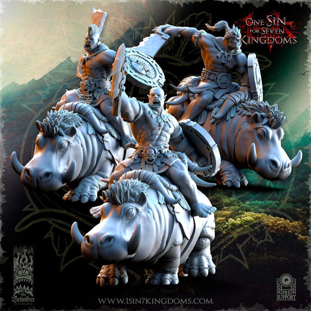 Orc Beast Riders - Cavalry Orcs Miniatures | Tabletop Gaming 32mm | 14k ...